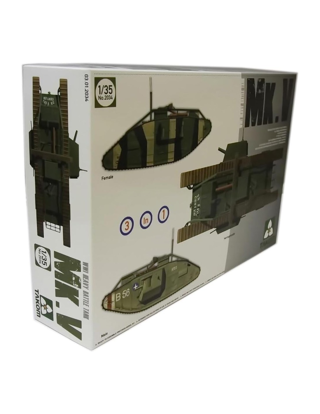 WWI HEAVY BATTLE TANK MARK V Male Hermaphrodite Female 3 in 1